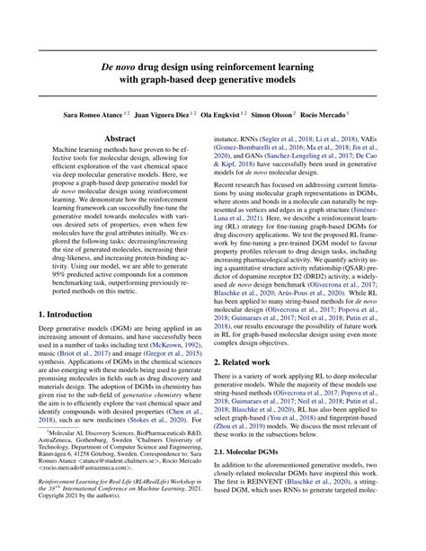 Pdf De Novo Drug Design Using Reinforcement Learning With Graph Based