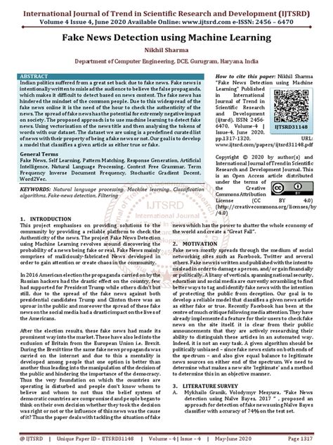 Fake News Detection Using Machine Learning Pdf Deep Learning Machine Learning