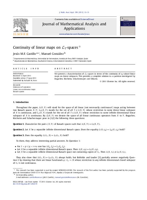 Pdf Continuity Of Linear Maps On L1 Spaces