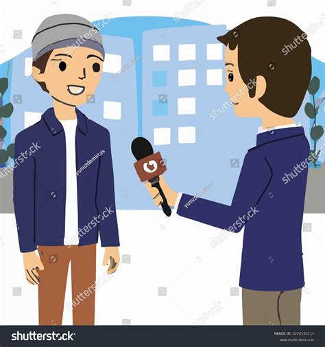 Street Interview Illustration Vector Cartoon Drawing Stock Vector Royalty Free 2220195711