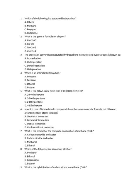Ss3 First Term Chemistry Exam Questions Pdf Alkene Alkane