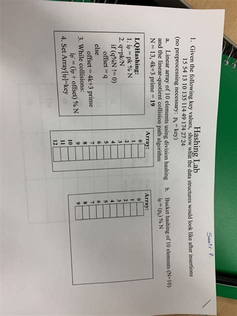 Solved Hashing Lab 1 Given The Following Key Values Show