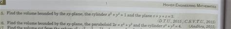 solved 5 find the volume bounded by the xy plane the
