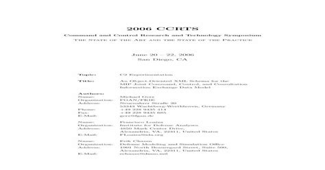 Pdf An Object Oriented Xml Schema For The Mip Joint … · To Avoid
