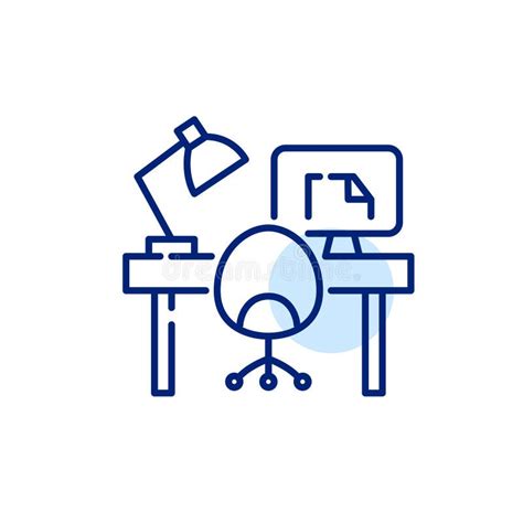 Workplace Icon Swivel Chair Desk And Pc Monitor Pixel Perfect