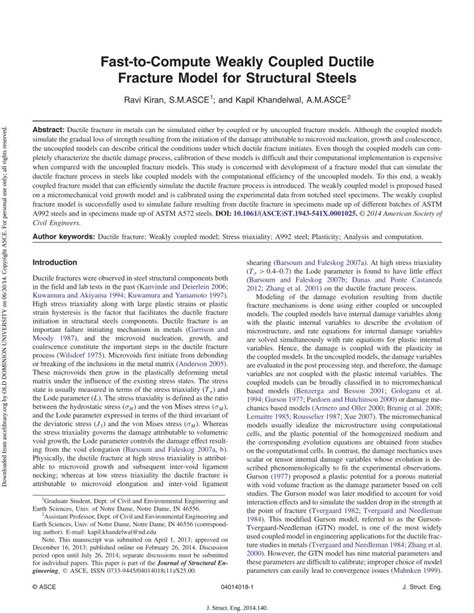 Pdf Fast To Compute Weakly Coupled Ductile Fracture Model For