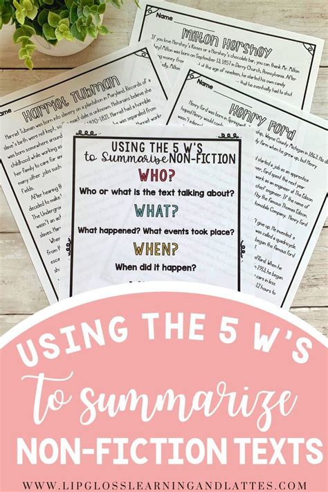 Nonfiction Summarizing Worksheets And Activities Nonfiction Texts Summarizing Nonfiction