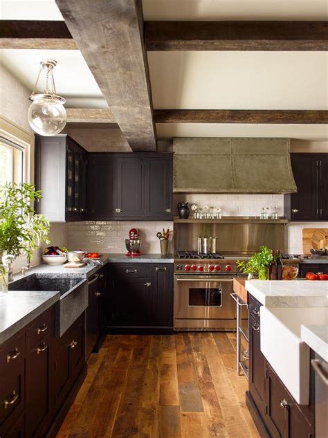 Black Kitchen Cabinets With Concrete Countertops Transitional Kitchen