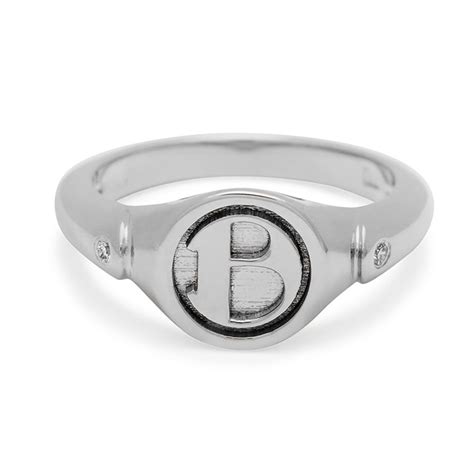 Monogrammed B Signet Ring Sterling Silver