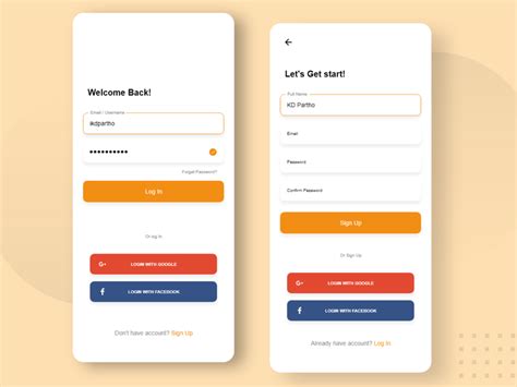 Login And Signup Screen Mobile App Ui Design Freelancer