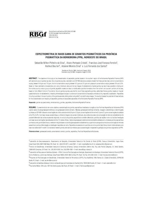 Pdf Espectrometria De Raios Gama De Granitos · Keywords Gamma Ray