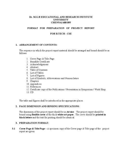 project report b tech cse pdf specification technical standard