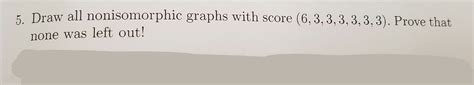 solved draw all no isomorphic graphs with score 6 3 3 3