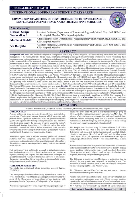 Pdf Comparison Of Addition Of Dexmedetomidine To Sevoflurane Or