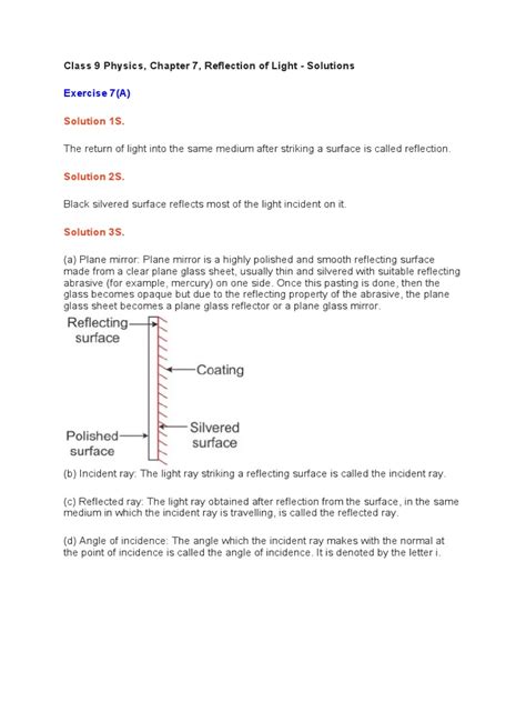 Physics Light Notes Pdf Mirror Reflection Physics