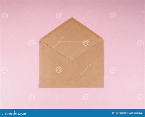 Brown Craft Envelope On A Pink Background Stock Image Image Of