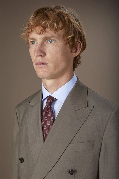 Double Breasted Mens Suit In Herringbone Fabric Doppelganger Suits