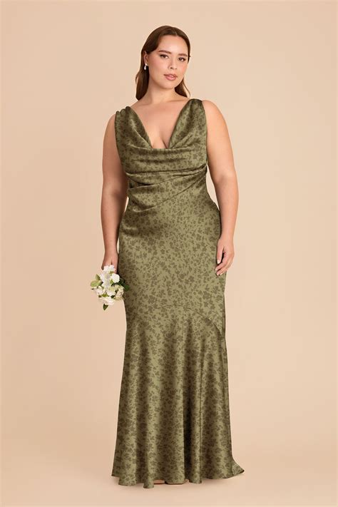 Olive Green Floral Bridesmaid Dresses Birdy Grey