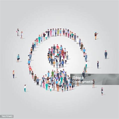 사용자 아바타 모양 소셜 미디어 통신 프로필 개념에 모여 있는 사람들 군중 다른 직업 직원 그룹 전체 길이 서 개념에 대한 스톡 벡터 아트 및 기타 이미지 Istock