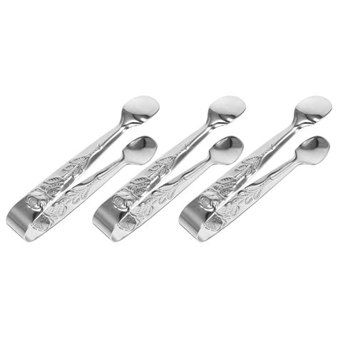 3pcs Stainless Steel Mini Sugar Cube Clips Ice Cube Clips Food Tongs