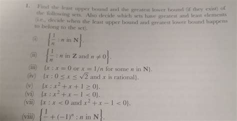 solved 1 find the least upper bound and the greatest lower