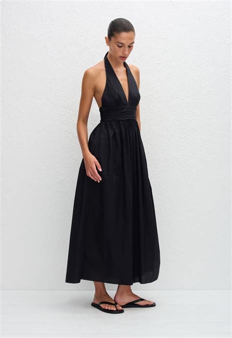 Plunge Halter Dress Black Matteau