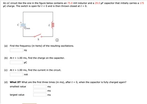 Solved An LC Circuit Like The One In The Figure Below Chegg Com