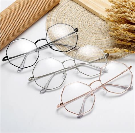 Mens Womens Retro Clear Lens Eyeglass Frames Designer Octagonal Polygon