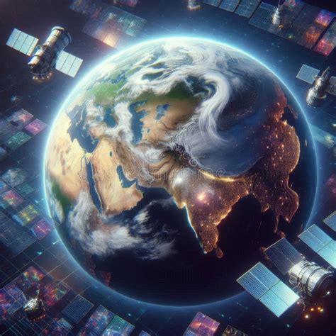 Satellite Monitoring Weather Patterns On Planet Earth Stock Illustration Illustration Of