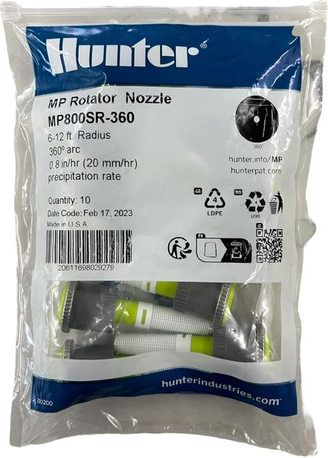 Pack Of 10 Pcs Hunter Sprinkler Mp800sr 360 6ft 12ft