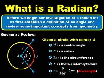 Trigonometry What Is A Radian Trigonometry Geometry Review Radians