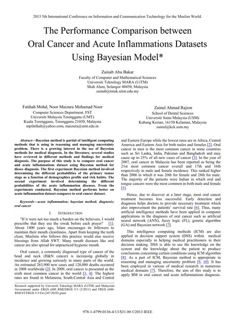 Pdf The Performance Comparison Between Oral Cancer And Acute Inflammations Datasets Using