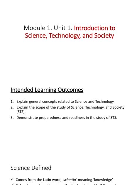 Module 1 Unit 1 Introduction To Science Technology And Society