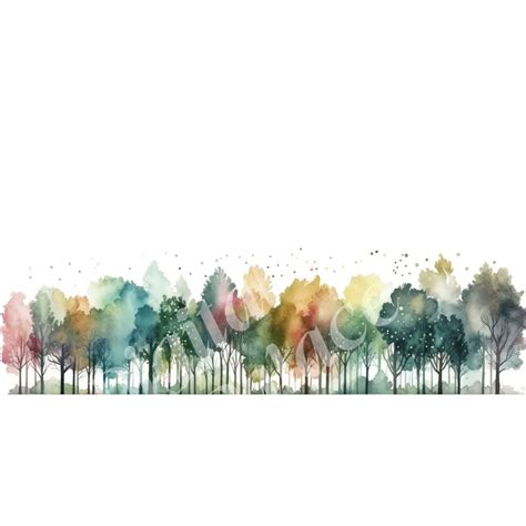 Tree Border Clipart Trees Watercolor Clipart Jpgs Etsy