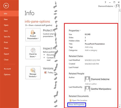 Properties Of A Presentation In PowerPoint For Windows