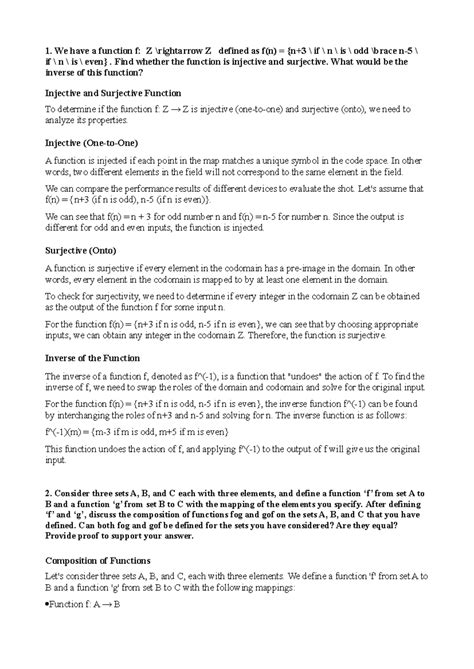 Math 1302 Assignment Unit 2 We Have A Function F Z Rightarrow Z