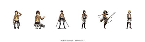Attack On Titan Anime Characters Icons Stock Vector Royalty Free