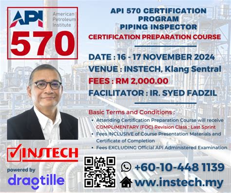 Api570 Training Course Preparation Malaysia Piping Certificate
