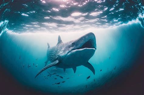 Tiburón Ballena Nada Bajo El Agua En Medio Del Océano Foto Premium
