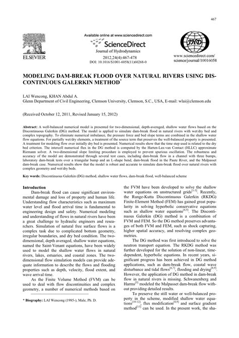 Pdf Modeling Dam Break Flood Over Natural Rivers Using Discontinuous