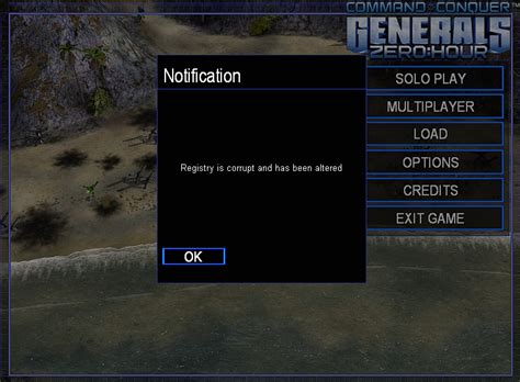 Generals Or Zero Hour In Multiplayer Registry Is Corrupt And Has
