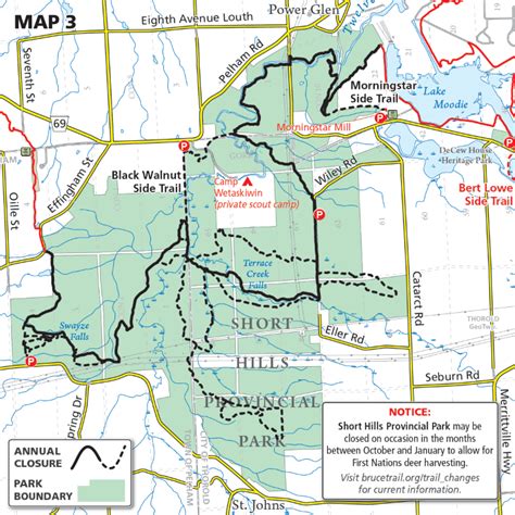Map 3 Niagara Temporary Closures Short Hills Provincial Park