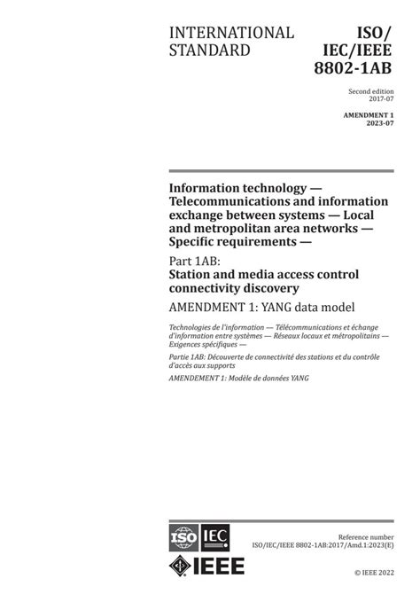 ISO IEC IEEE 8802 1AB 2017 Amd 1 2023 Information Technology Telecommunications And Information