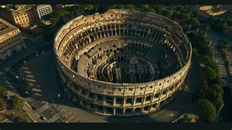 Generative Ai Aerial View Of The Colosseum Celio Rome Italy Business Concept Stock Illustration
