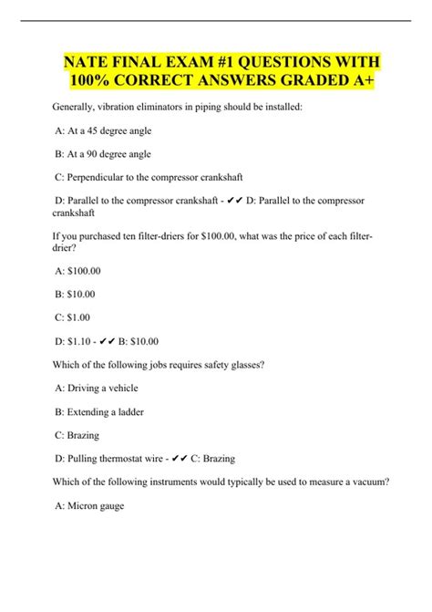 Nate Final Exam 1 Questions With 100 Correct Answers Graded A Nate Stuvia Us