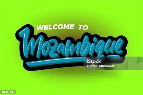 모잠비크 현대 브러시 문자 텍스트에 오신 것을 환영합니다 비즈니스 인쇄 및 광고를위한 벡터 일러스트 로고 Film