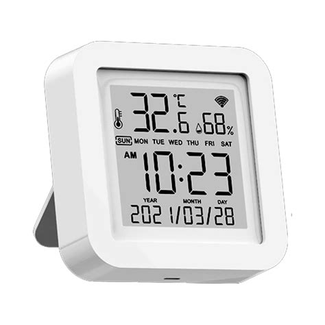 Tuya Wifi Lcd Display Usb Powered Smart Temperature And Humidity Sensor ℉ ℃ Switchable Time