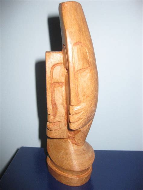 The Lovers Fiji Solid Wood Hand Carving Easter Island Heads