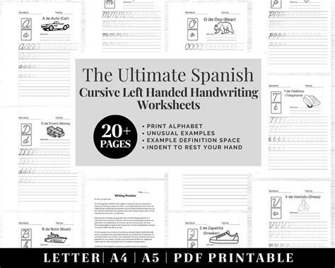 Spanish Cursive Handwriting Practice Worksheets Printable Neat