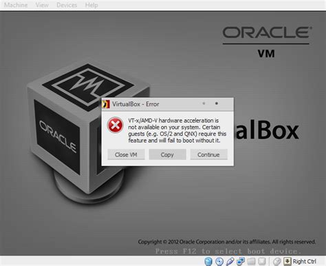 virtualbox La aceleración por hardware de VT x AMD V no